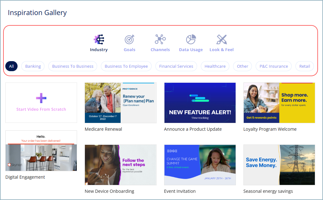 Creating a Video Using the Inspiration Gallery – SundaySky Help Center